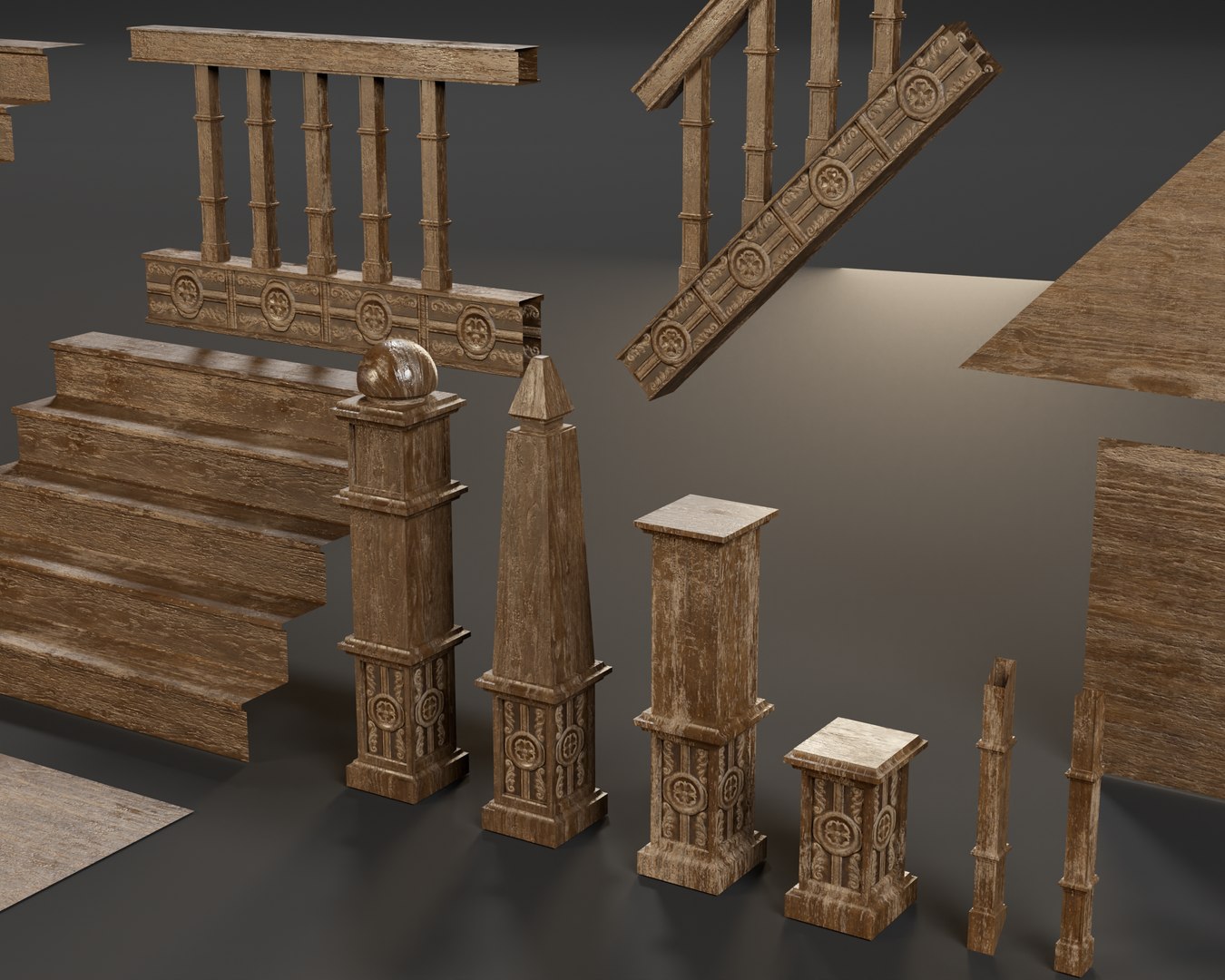 3D Modular Wood Stairs Model - TurboSquid 2276538
