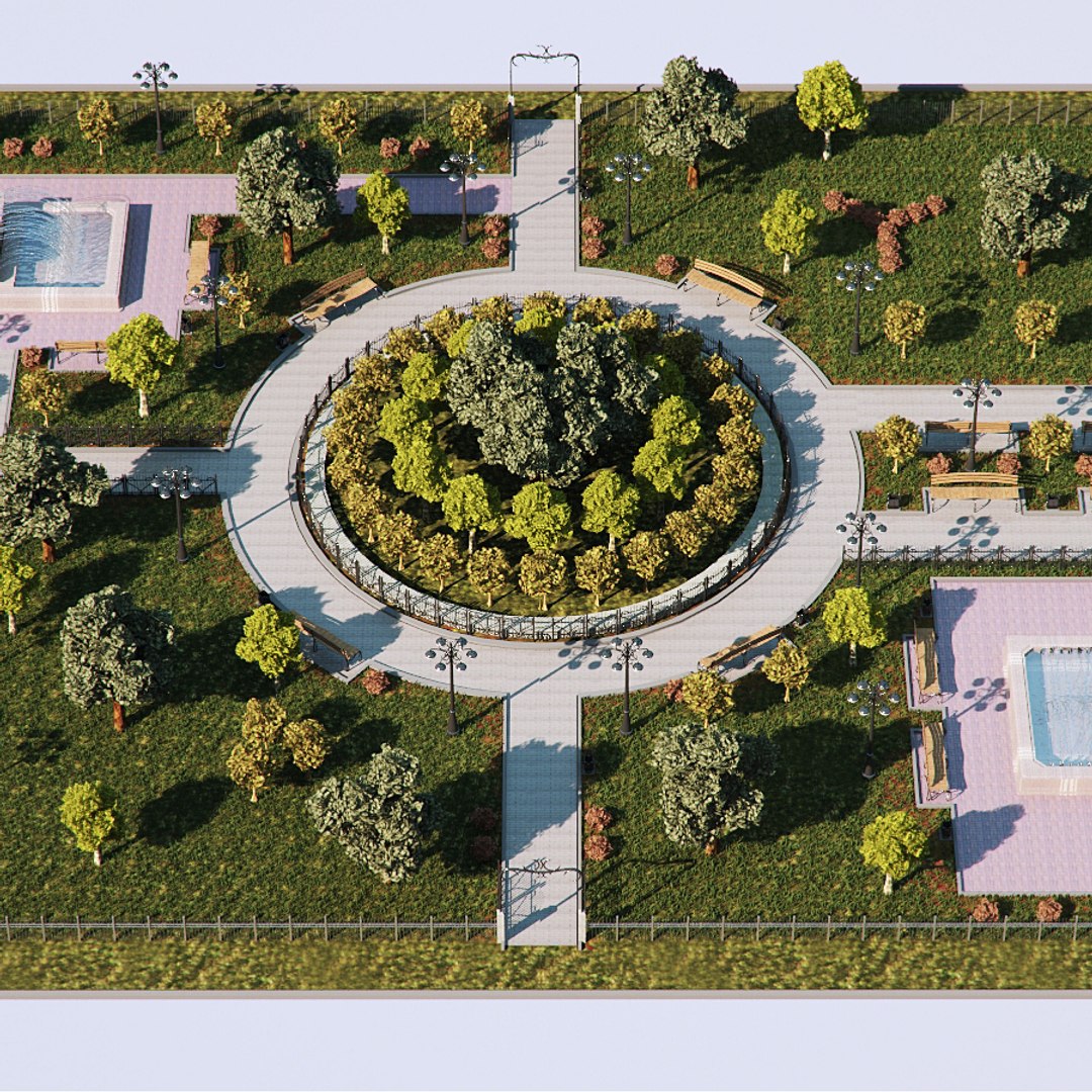 3d Model Smal Park High-poly Day