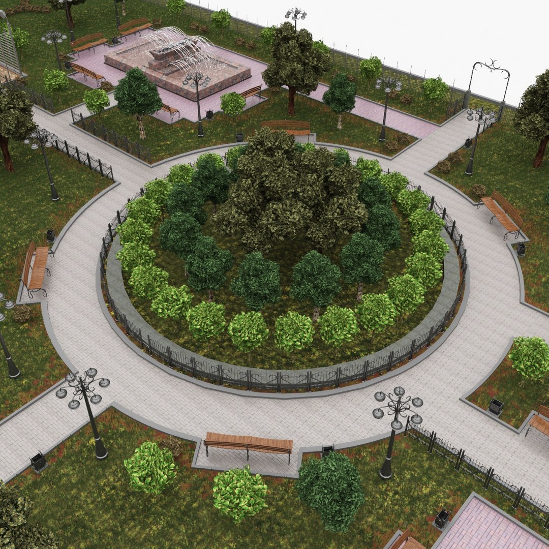3d Model Smal Park High-poly Day