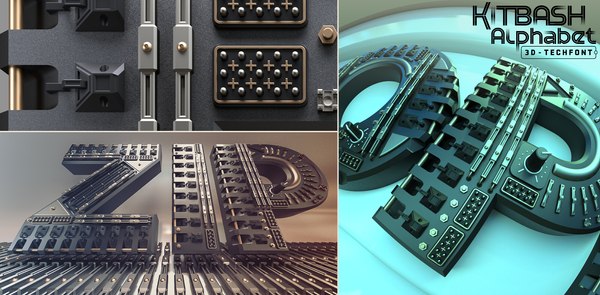 3D Kitbash Alphabet 3d Tech Font model - TurboSquid 1752054