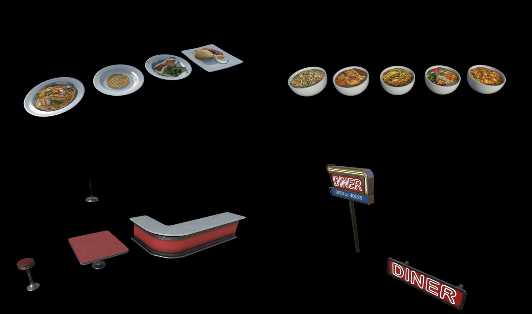 Modular Diner Pack Model - TurboSquid 2117017