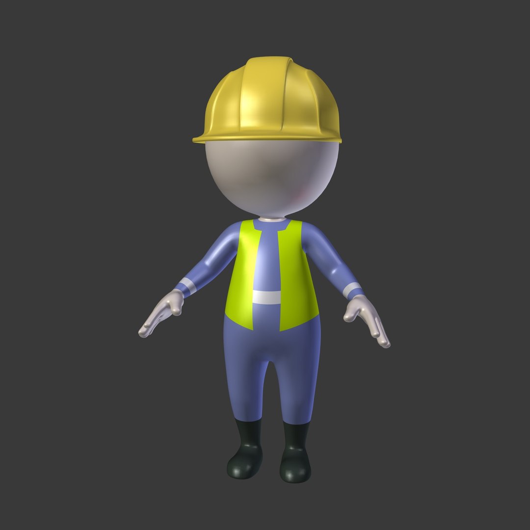3D Model Cartoon Construction Worker Working - TurboSquid 1562712