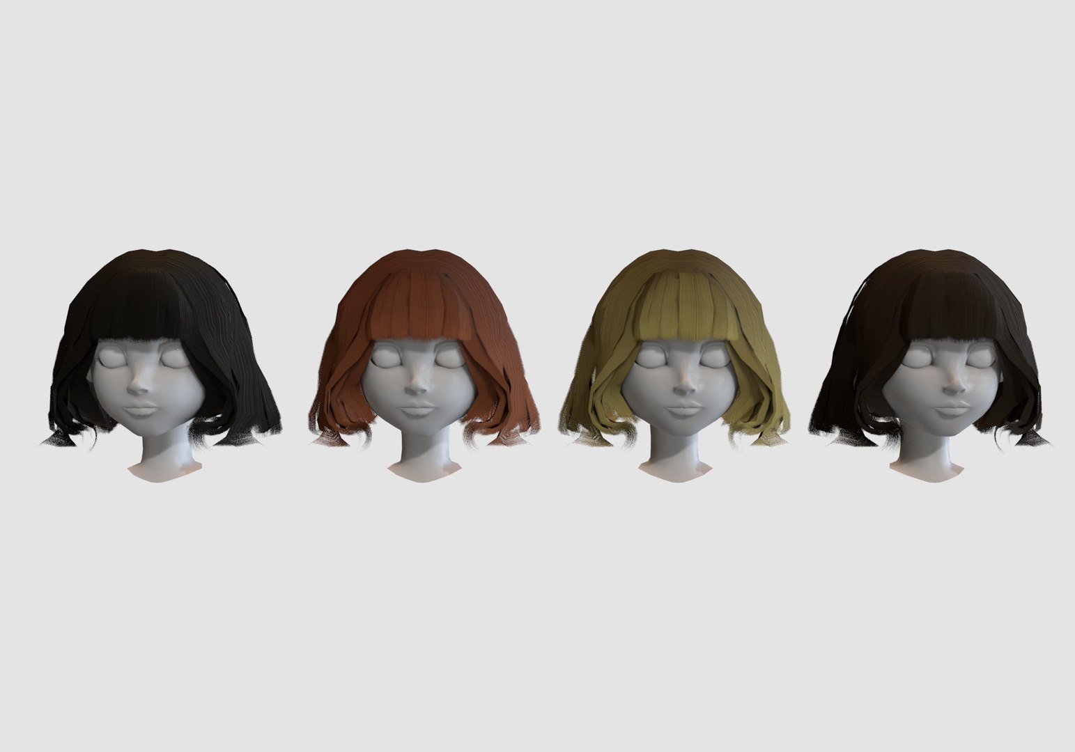 Hairstyle In 4 Colors Model - TurboSquid 1899486