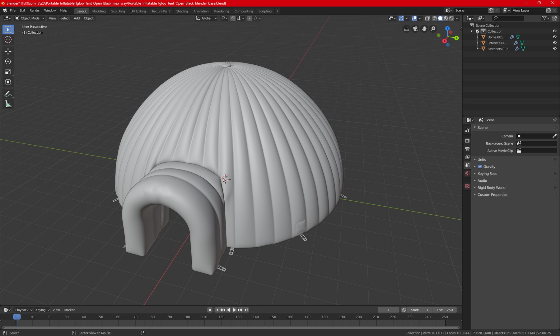 Portable Inflatable Igloo Tent Open Black 3D Model - TurboSquid 2214300