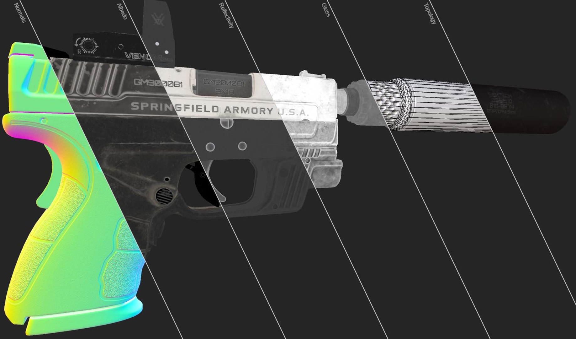 3D Springfield Handgun With Attachments - TurboSquid 1835434