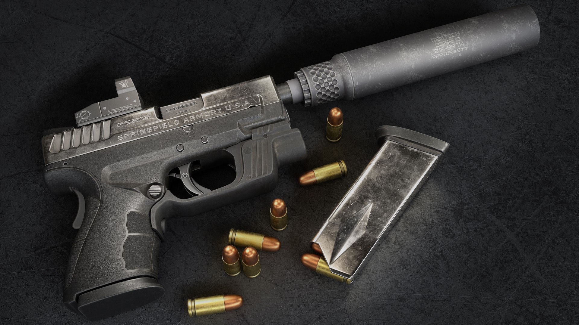 3D Springfield Handgun With Attachments - TurboSquid 1835434