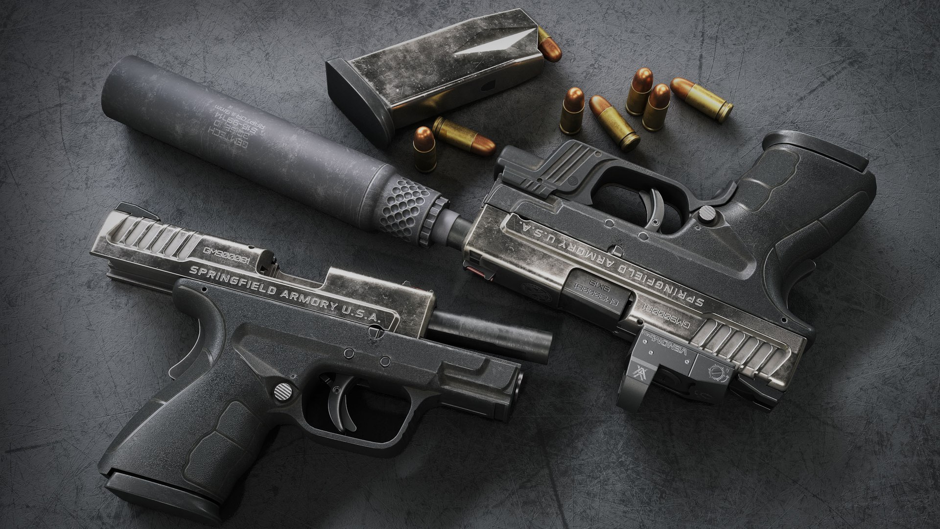 3D Springfield Handgun With Attachments - TurboSquid 1835434