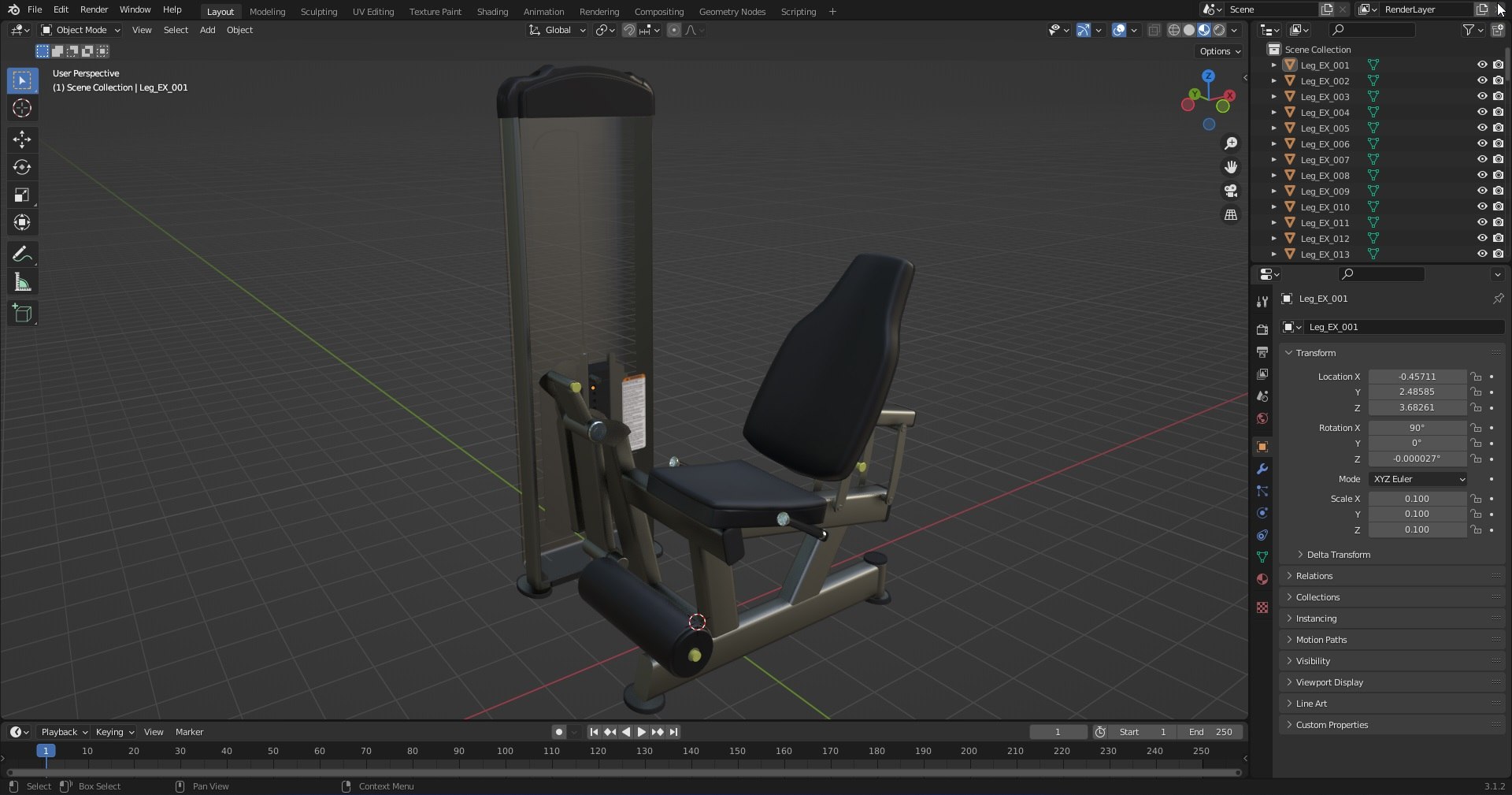 LEG EXTENSION MACHINE - Professional 3D Gym Model 3D Model - TurboSquid ...