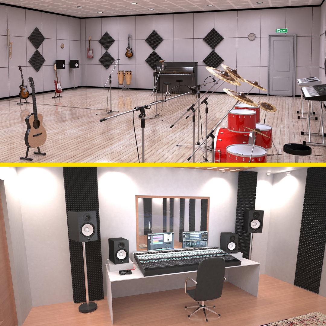 3D music practice room studio model - TurboSquid 1524664