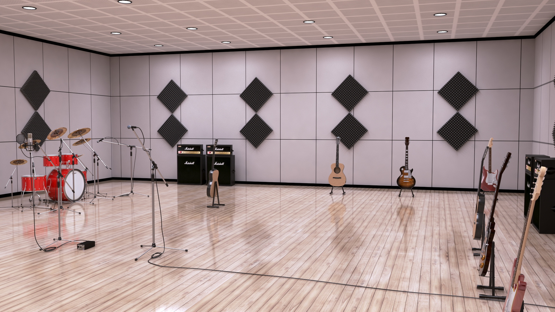 3D music practice room studio model - TurboSquid 1524664