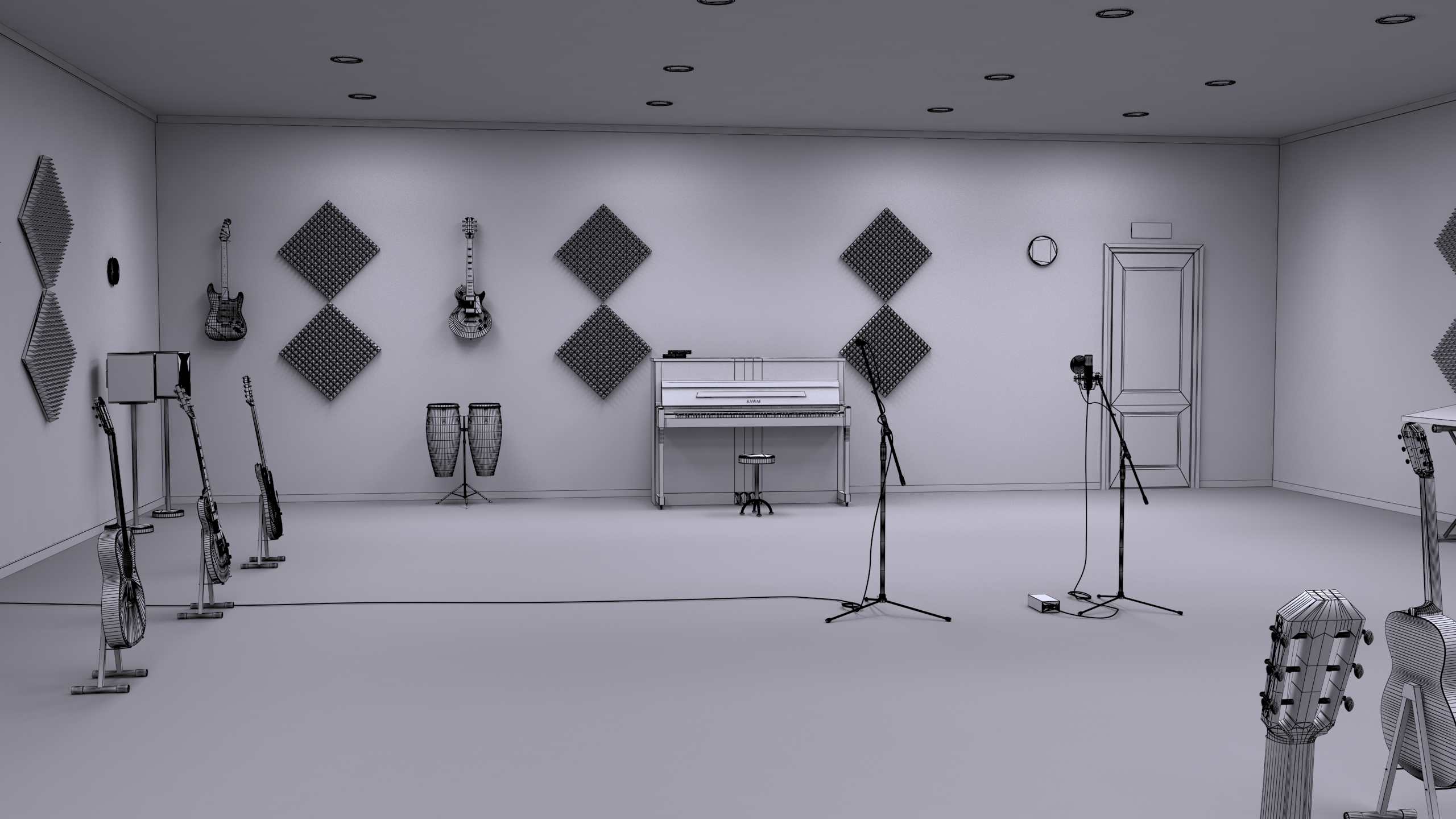 3D music practice room studio model - TurboSquid 1524664