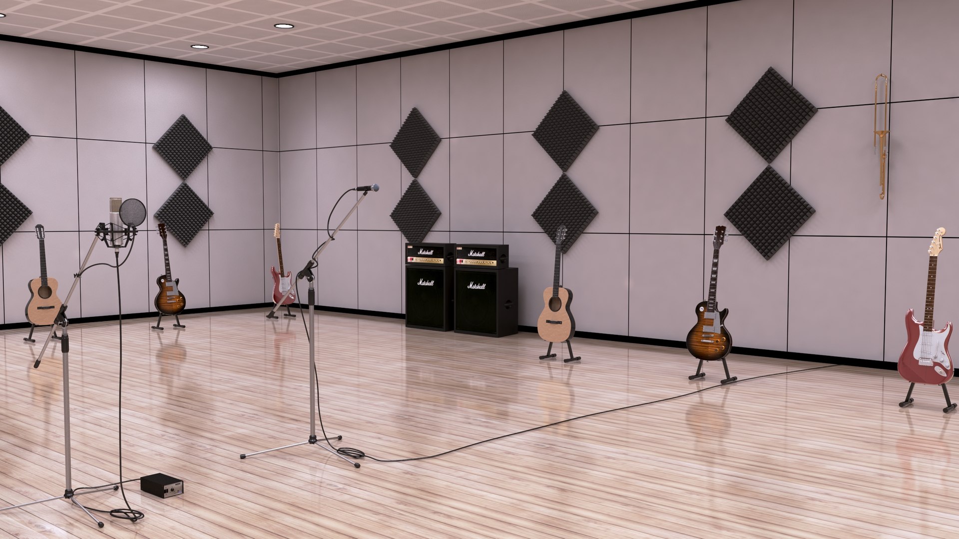 3D music practice room studio model - TurboSquid 1524664