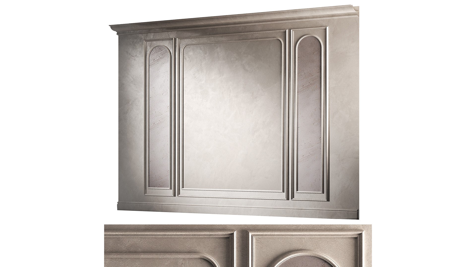 3D Model Wall Decor Panel Set With Moldings Half-round Arches ...