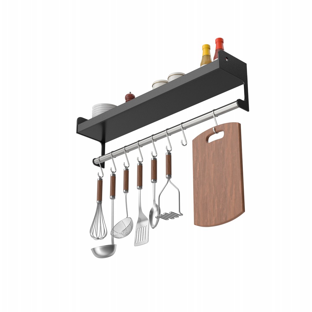 3D Kitchen Rack With Hooks - TurboSquid 1918022