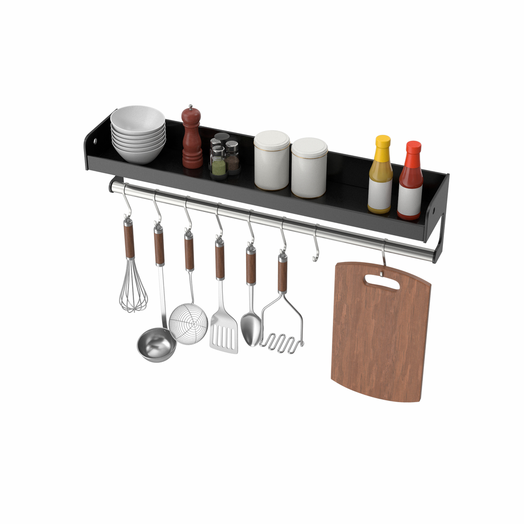 3D Kitchen Rack With Hooks - TurboSquid 1918022