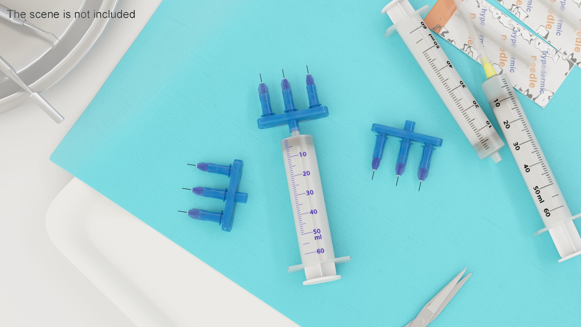 3D Multi Injector 3 Needles Straight Blue Model - TurboSquid 2247294