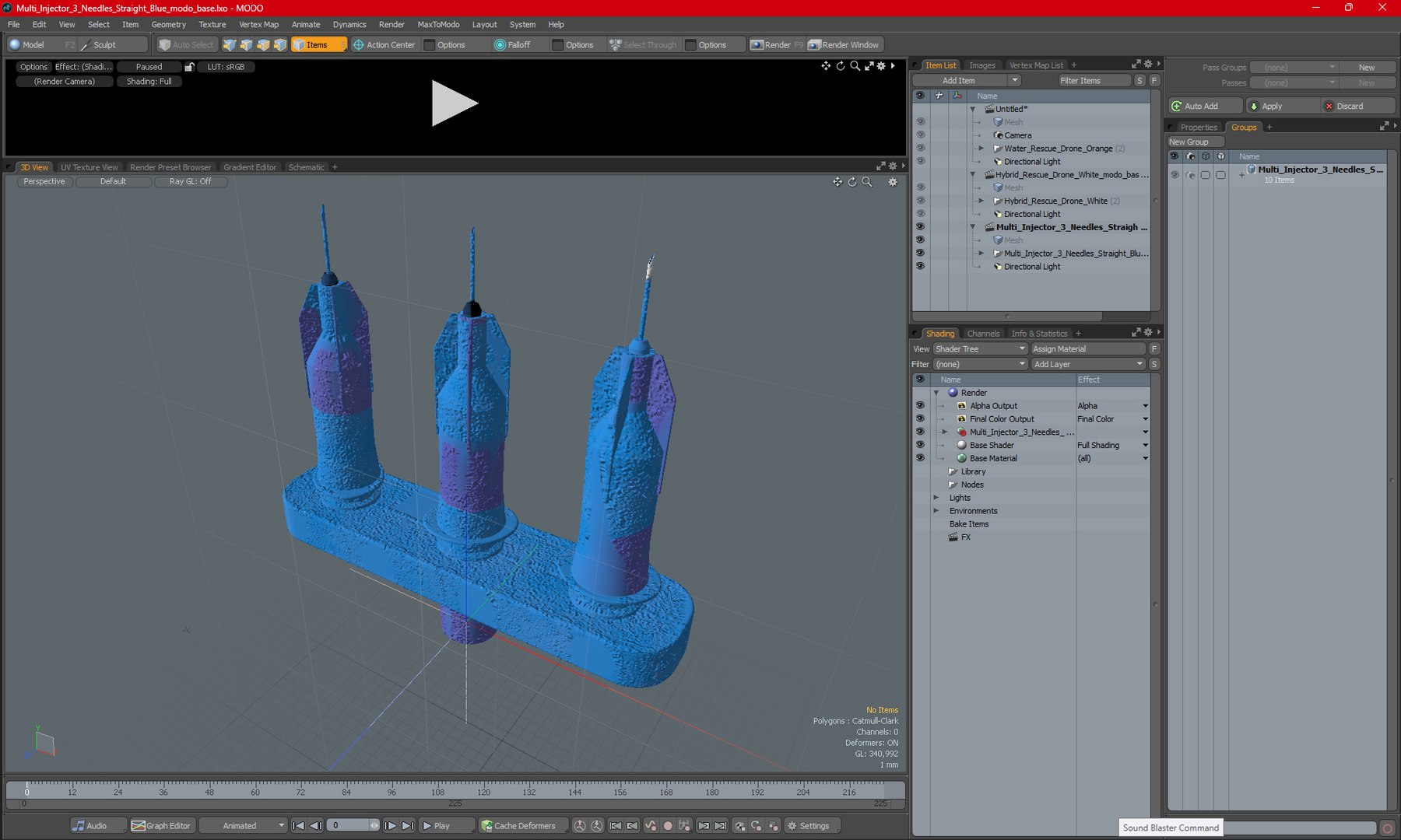 3D Multi Injector 3 Needles Straight Blue Model - TurboSquid 2247294