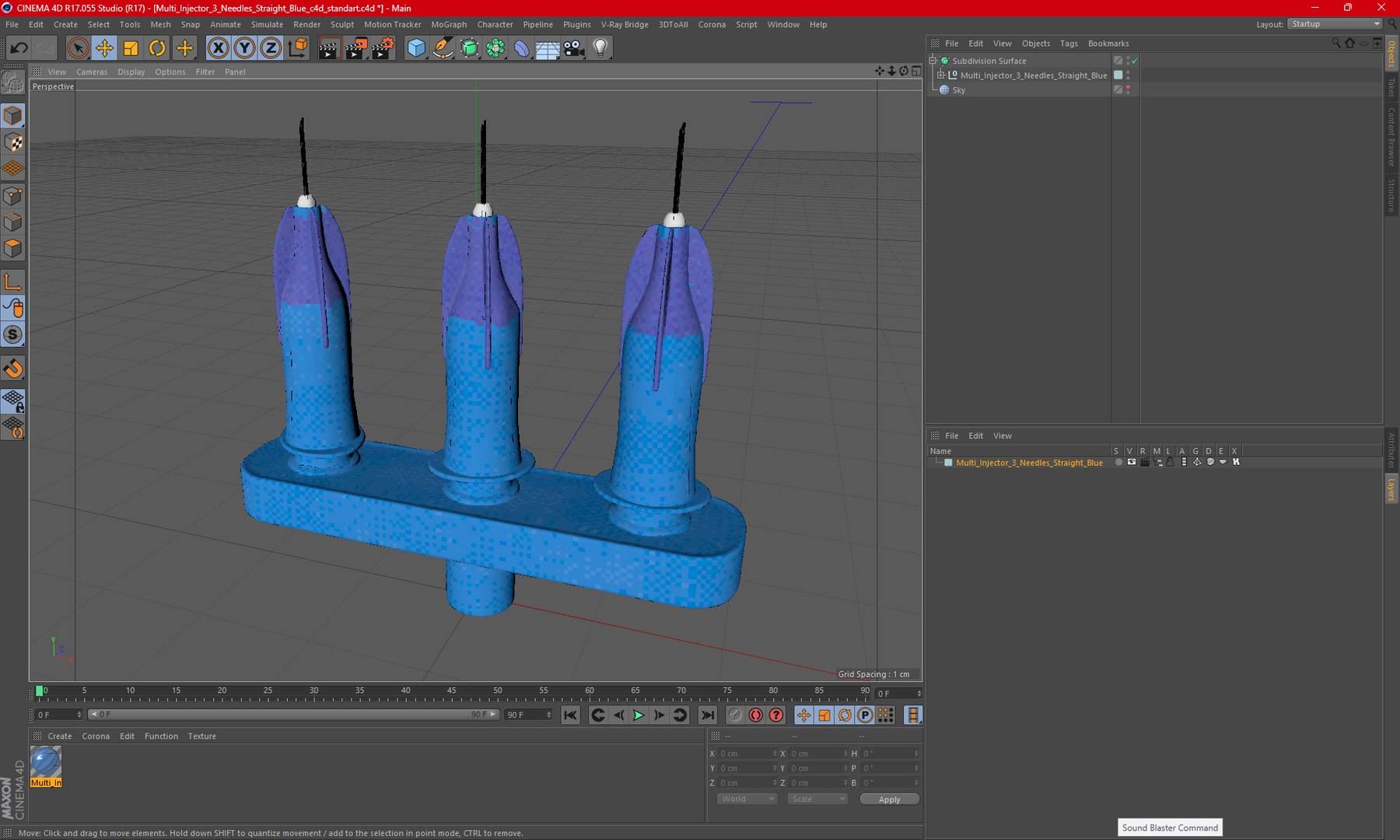 3D Multi Injector 3 Needles Straight Blue Model - TurboSquid 2247294