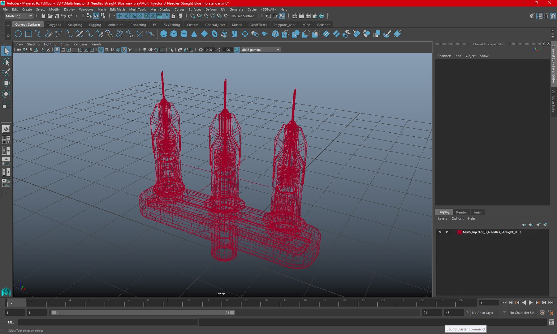 3D Multi Injector 3 Needles Straight Blue Model - TurboSquid 2247294