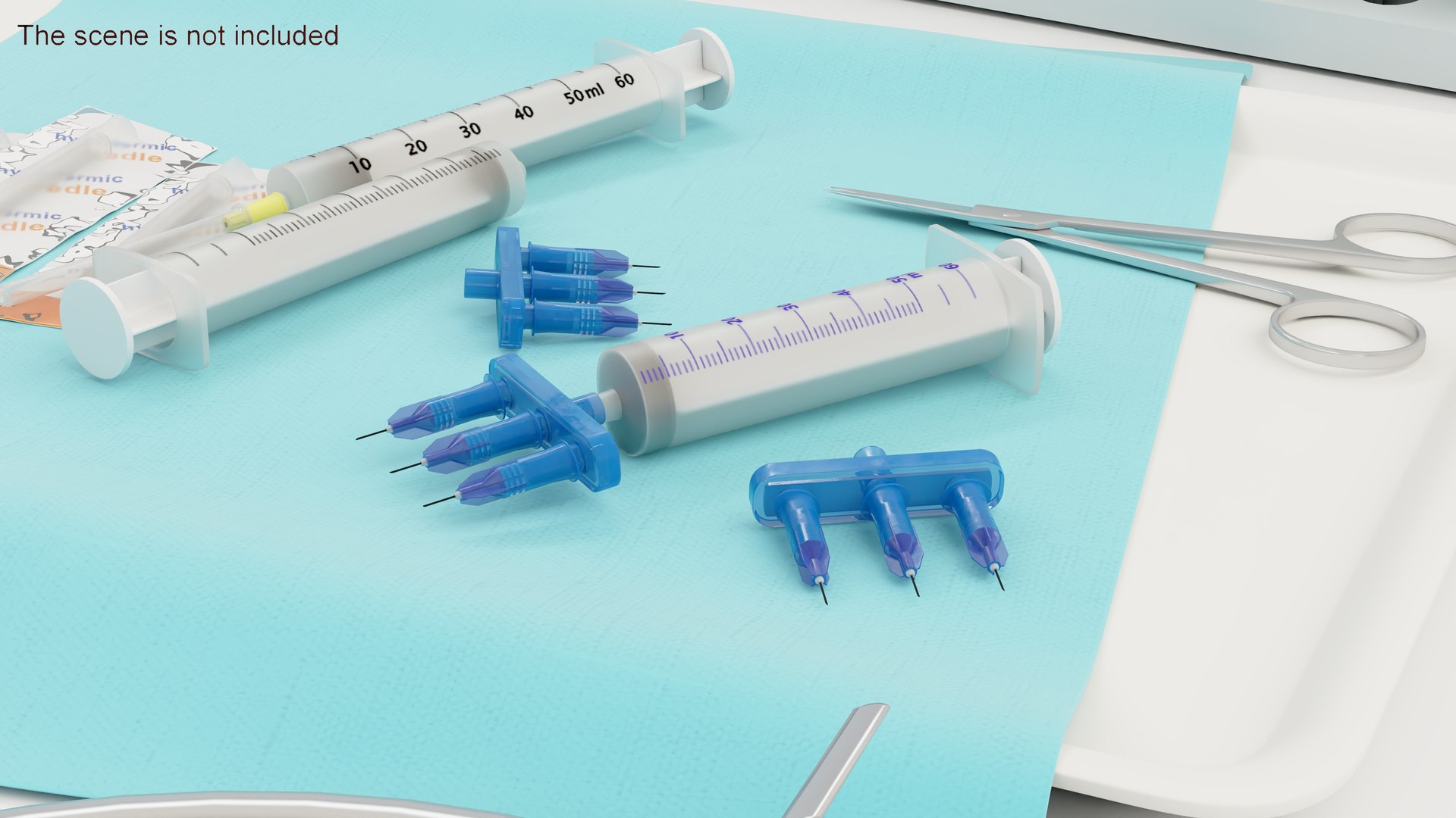 3D Multi Injector 3 Needles Straight Blue Model - TurboSquid 2247294