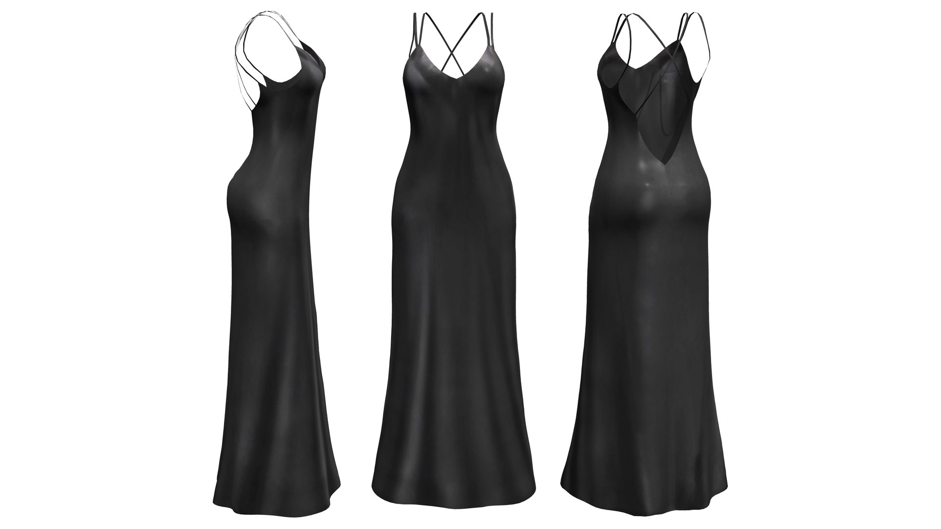 3D Spaghetti Cross Straps Dress - TurboSquid 1829823