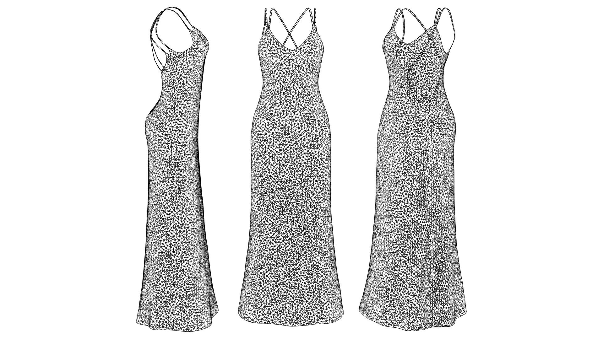 3D Spaghetti Cross Straps Dress - TurboSquid 1829823