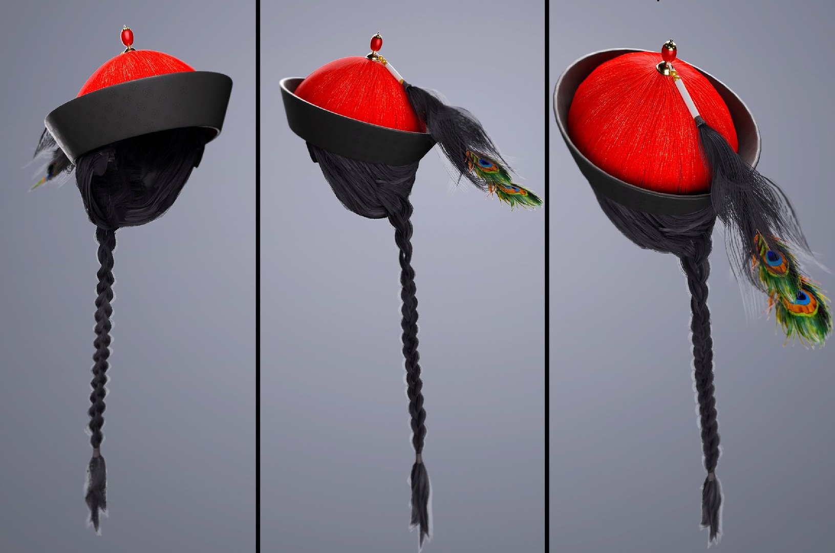 3D Official Hats Of The Qing Dynasty In Ancient China Model ...
