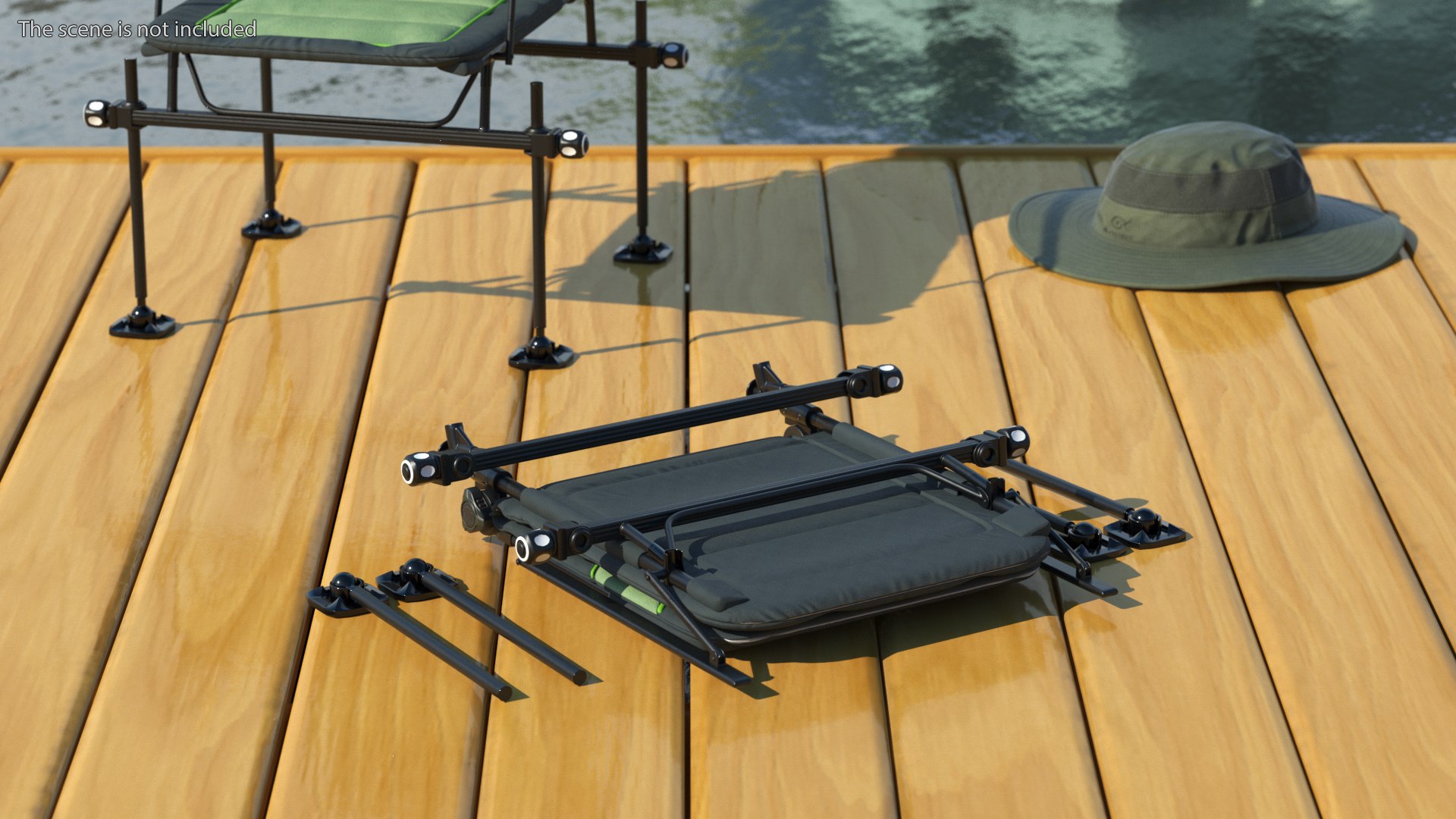 Angler Aluminum Chair Folded Green 3D - TurboSquid 2117704