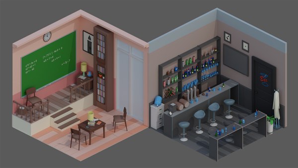 Low poly interior 4 3D model - TurboSquid 1781031