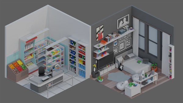 Low poly interior 4 3D model - TurboSquid 1781031