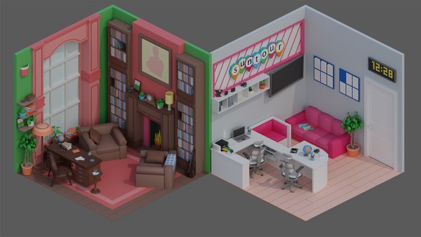 Low poly interior 4 3D model - TurboSquid 1781031