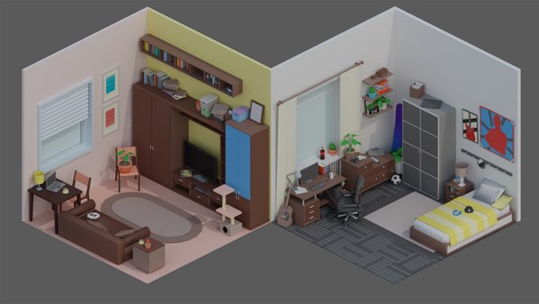 Low poly interior 4 3D model - TurboSquid 1781031