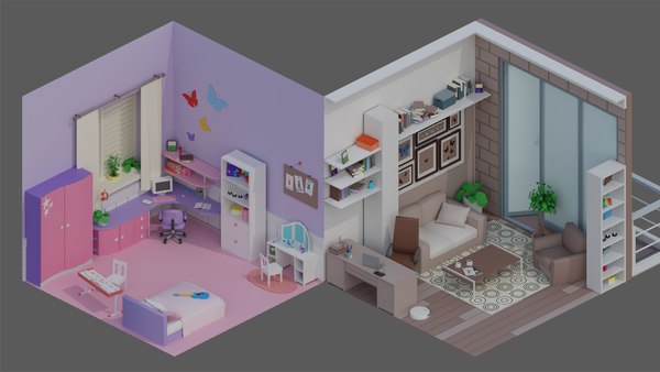 Low poly interior 4 3D model - TurboSquid 1781031