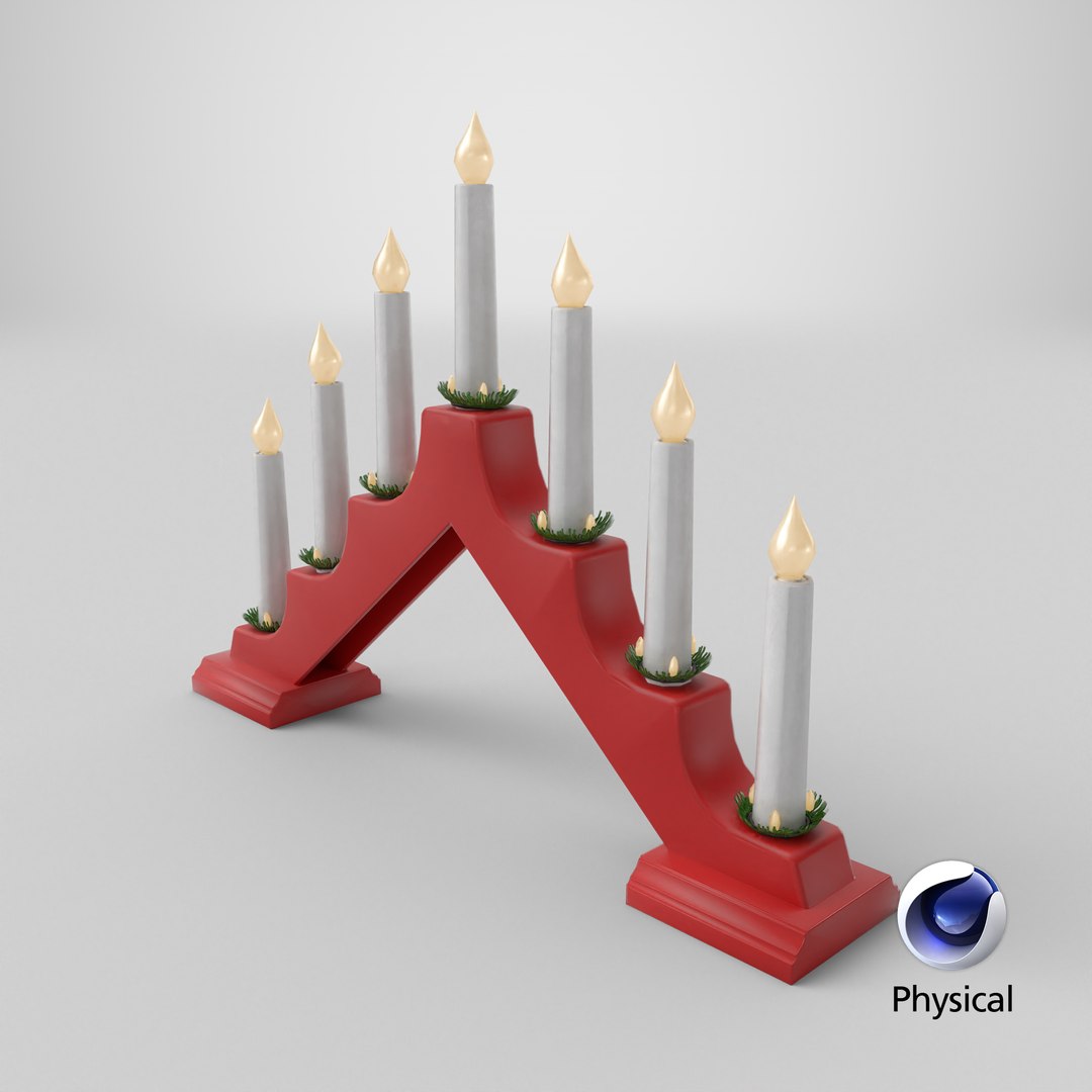 Red Christmas Candle Holder 3D Model - TurboSquid 2143653