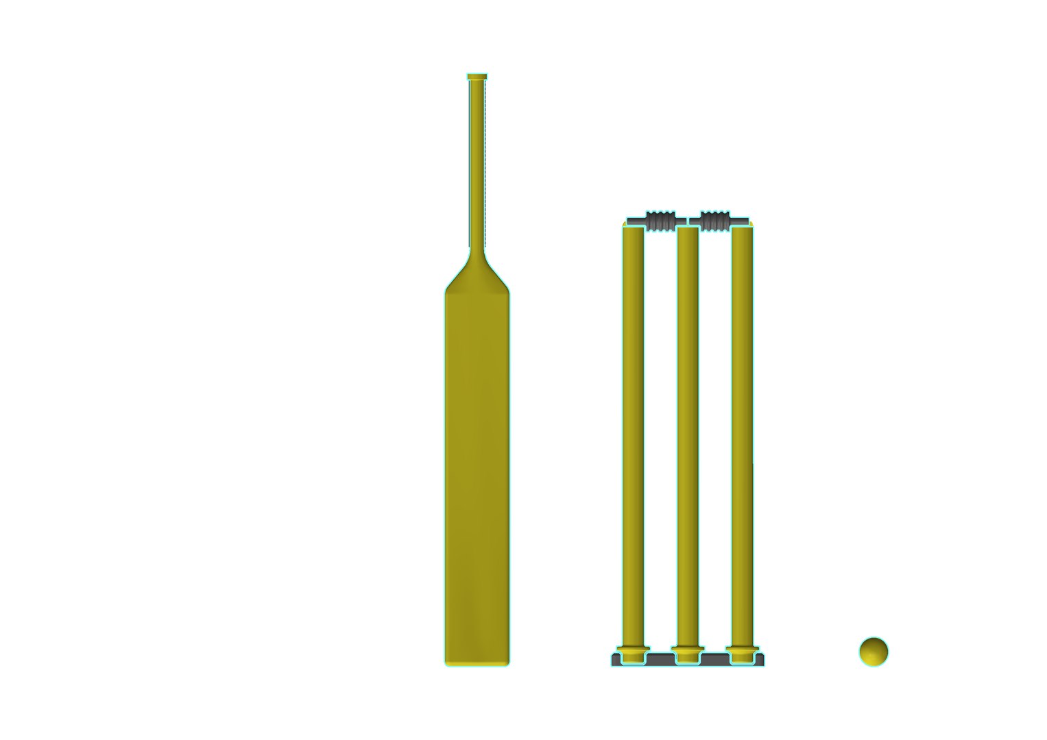 3D MODERN MINIMALISTIC INDOOR CRICKET SET 3D PRINT MODEL model ...