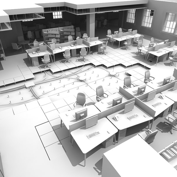3d office raised floor model
