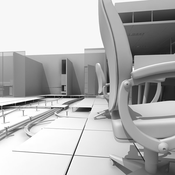 3d office raised floor model
