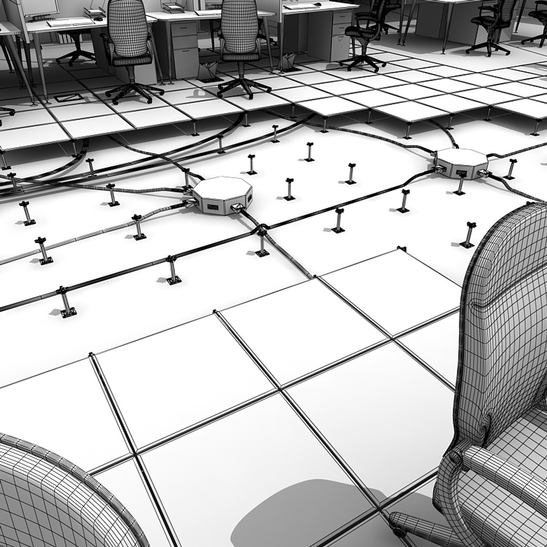 3d Office Raised Floor Model