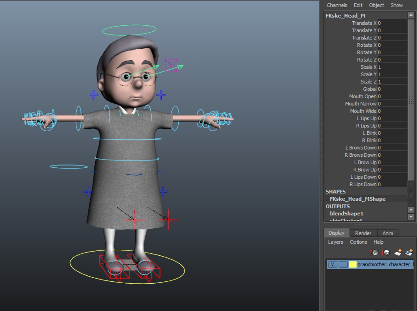 Grandmother Cartoon 3d Model