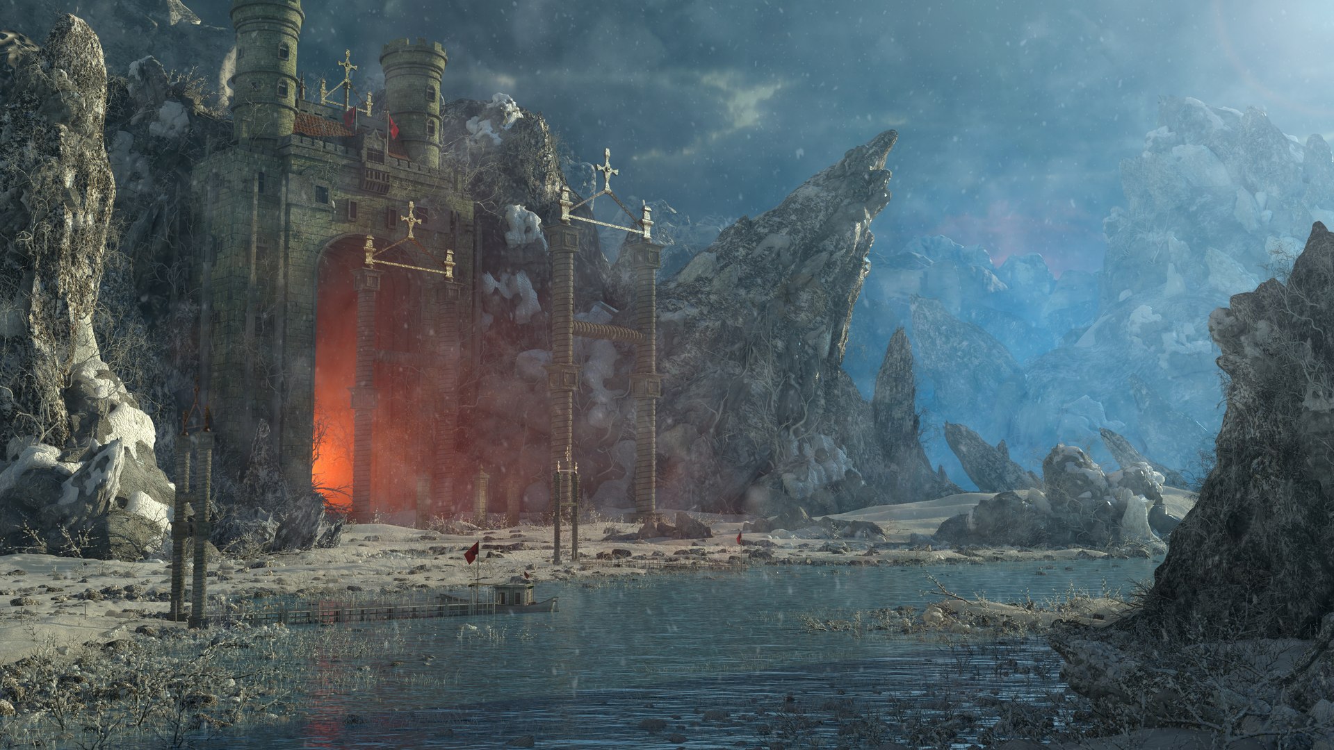 Fantasy Arctic Tower Gate Model - TurboSquid 2054626