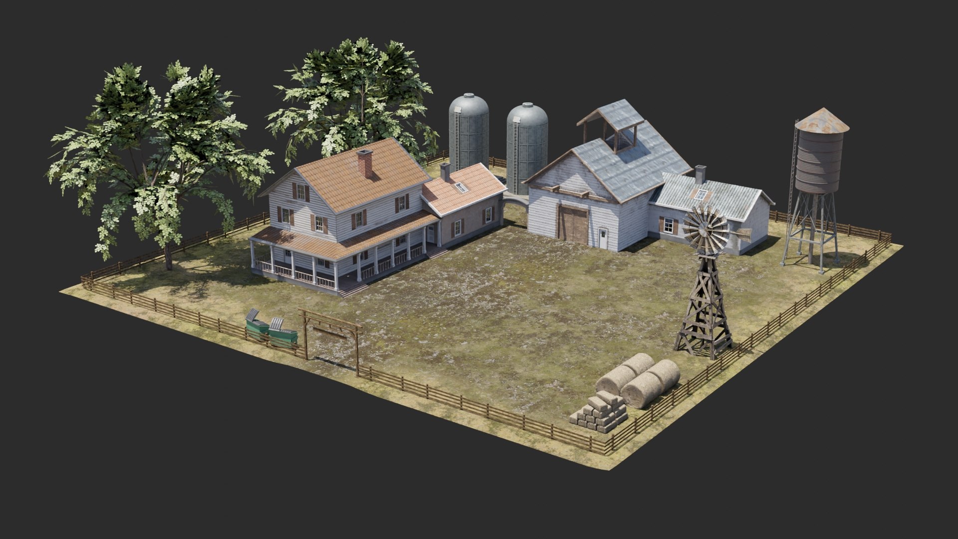 Farm Scene Model - TurboSquid 1971286