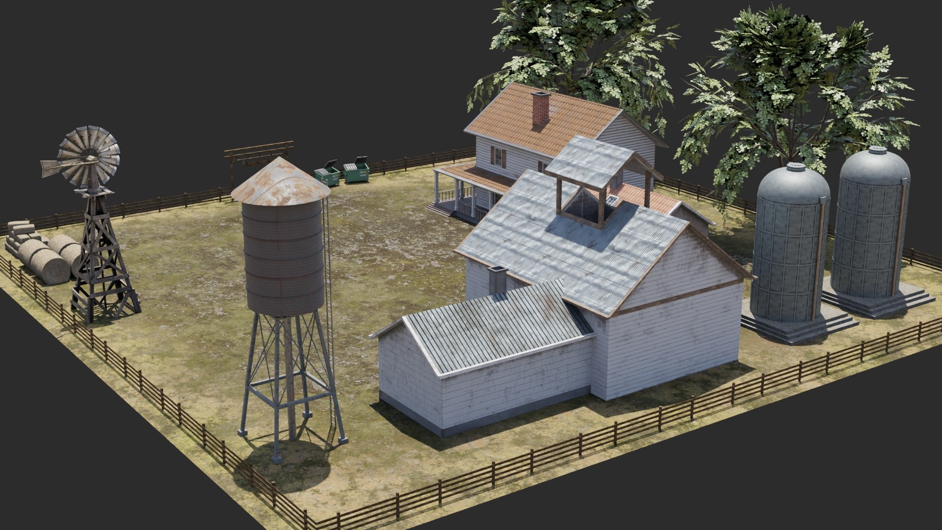 Farm Scene Model - TurboSquid 1971286