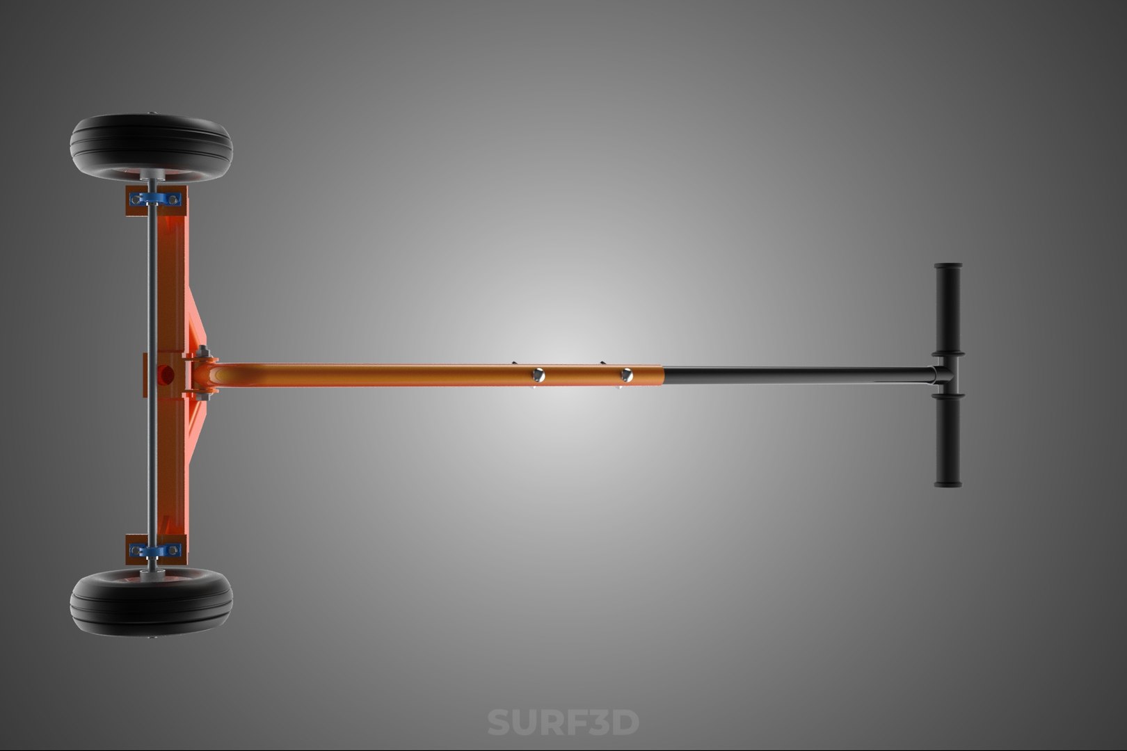 DUAL 2 WHEELS TRAILER CART HAND DOLLY JACK MOVING TOW BALL HITCH 3D ...