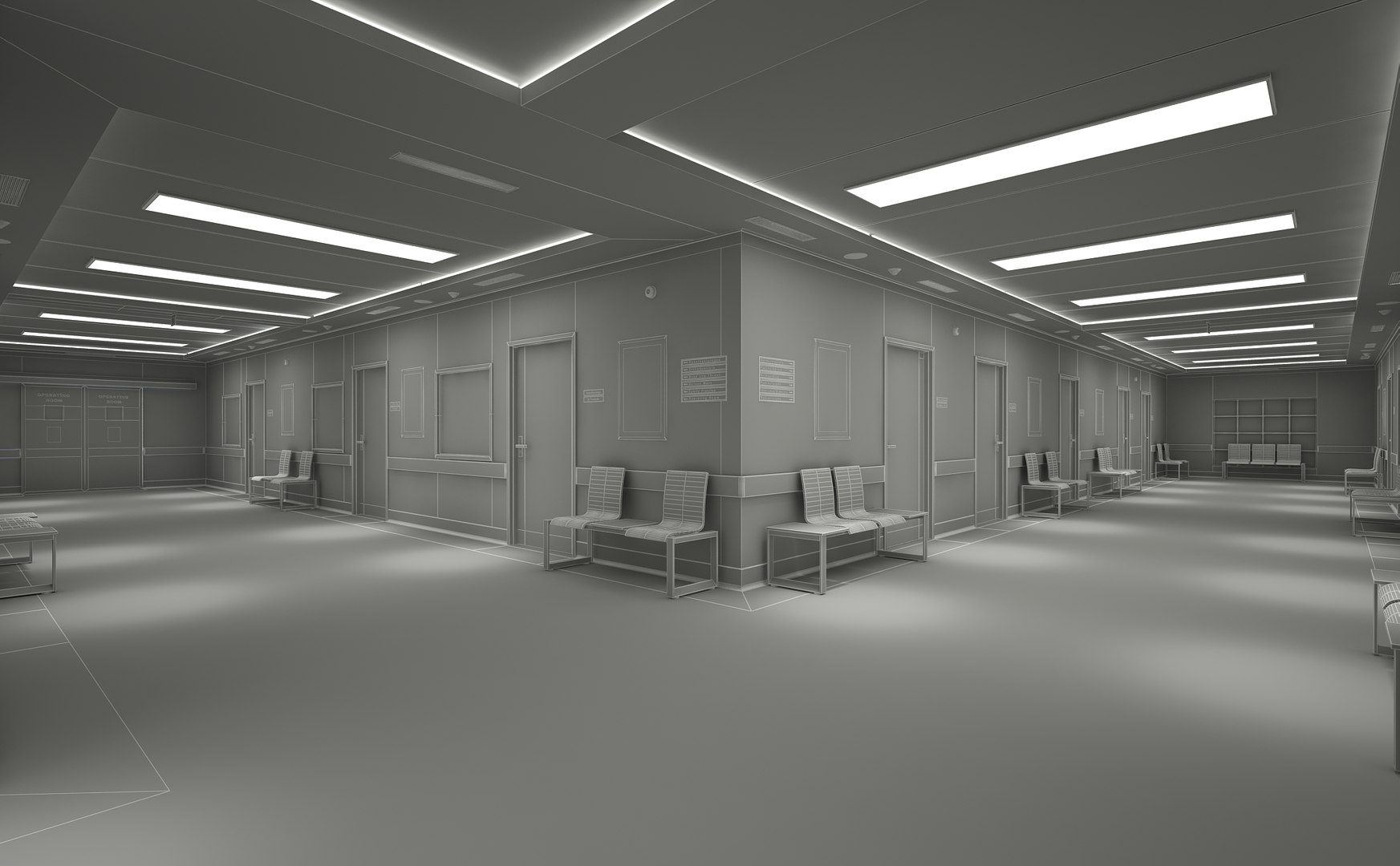 Photorealistic Hospital Hallway Corridor 3D Model - TurboSquid 1793195