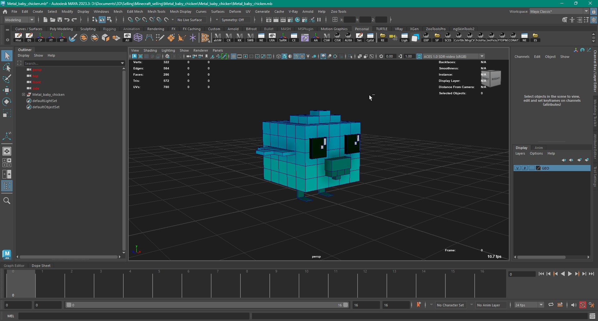 3D Minecraft Metallic Baby Chicken - TurboSquid 2513284