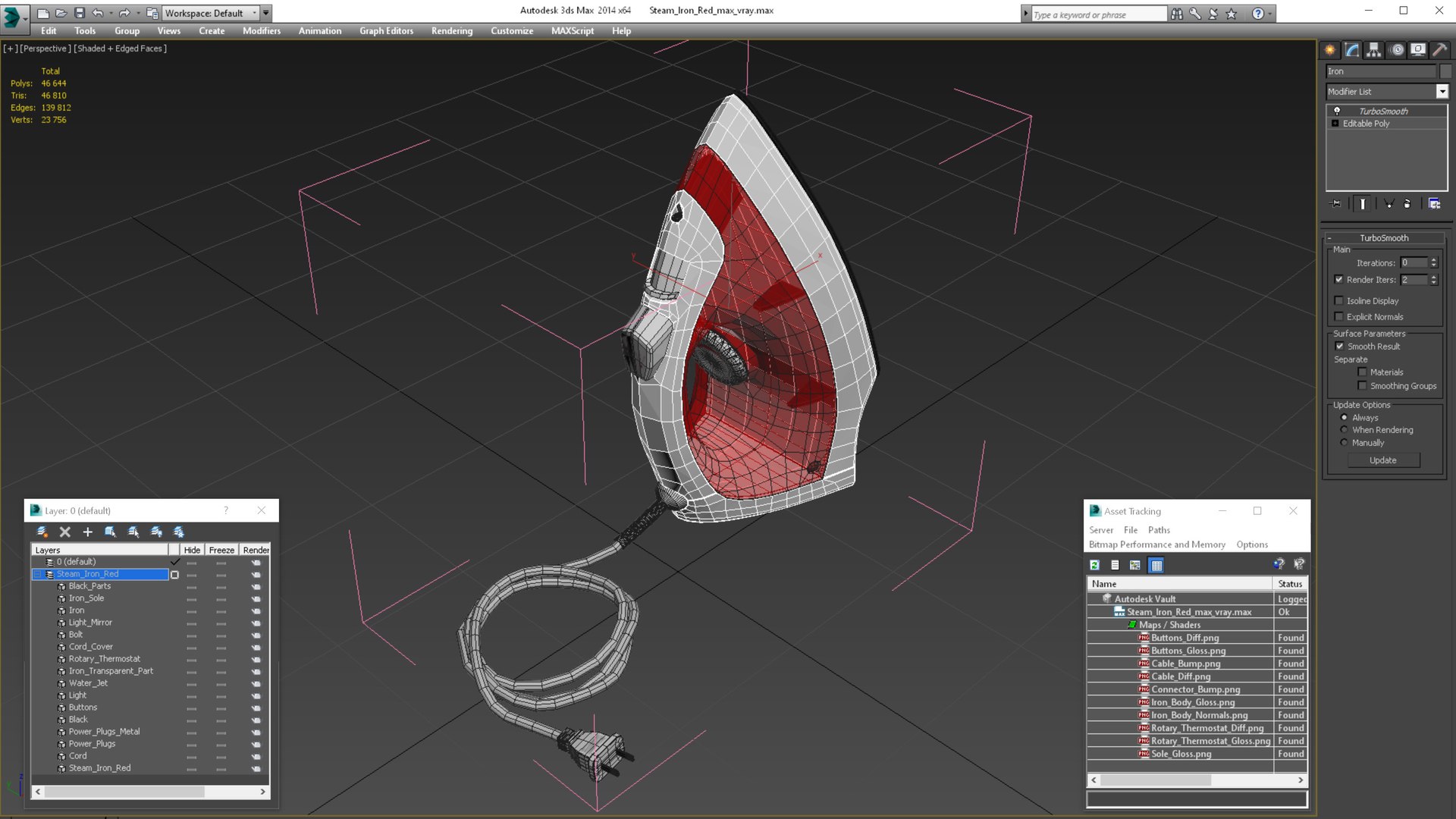 Steam Iron Red 3D - TurboSquid 2061247