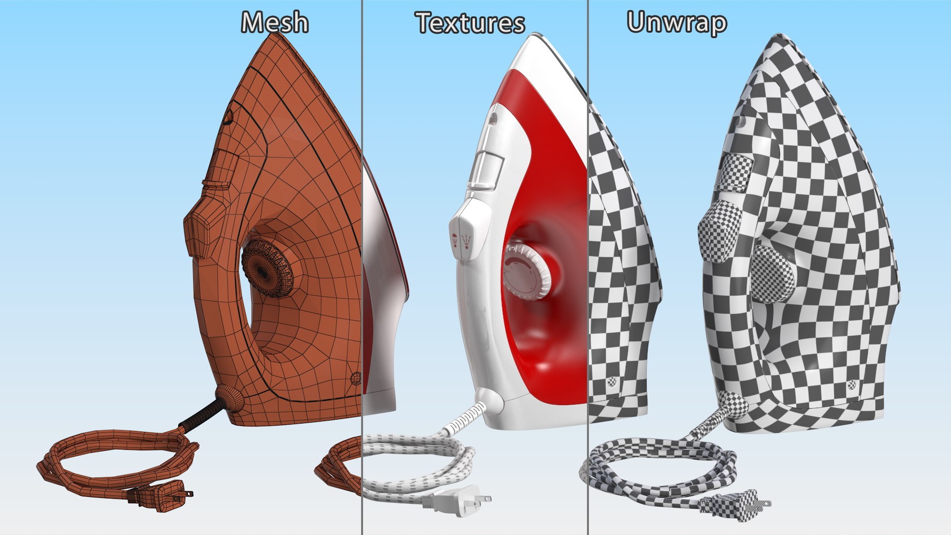 Steam Iron Red 3D - TurboSquid 2061247