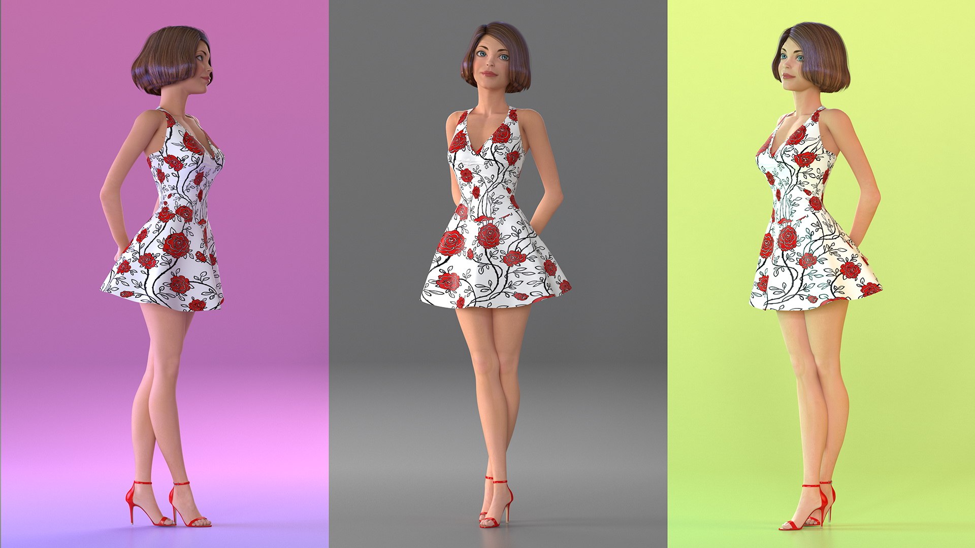 Cartoon young girl summer 3D model - TurboSquid 1439621