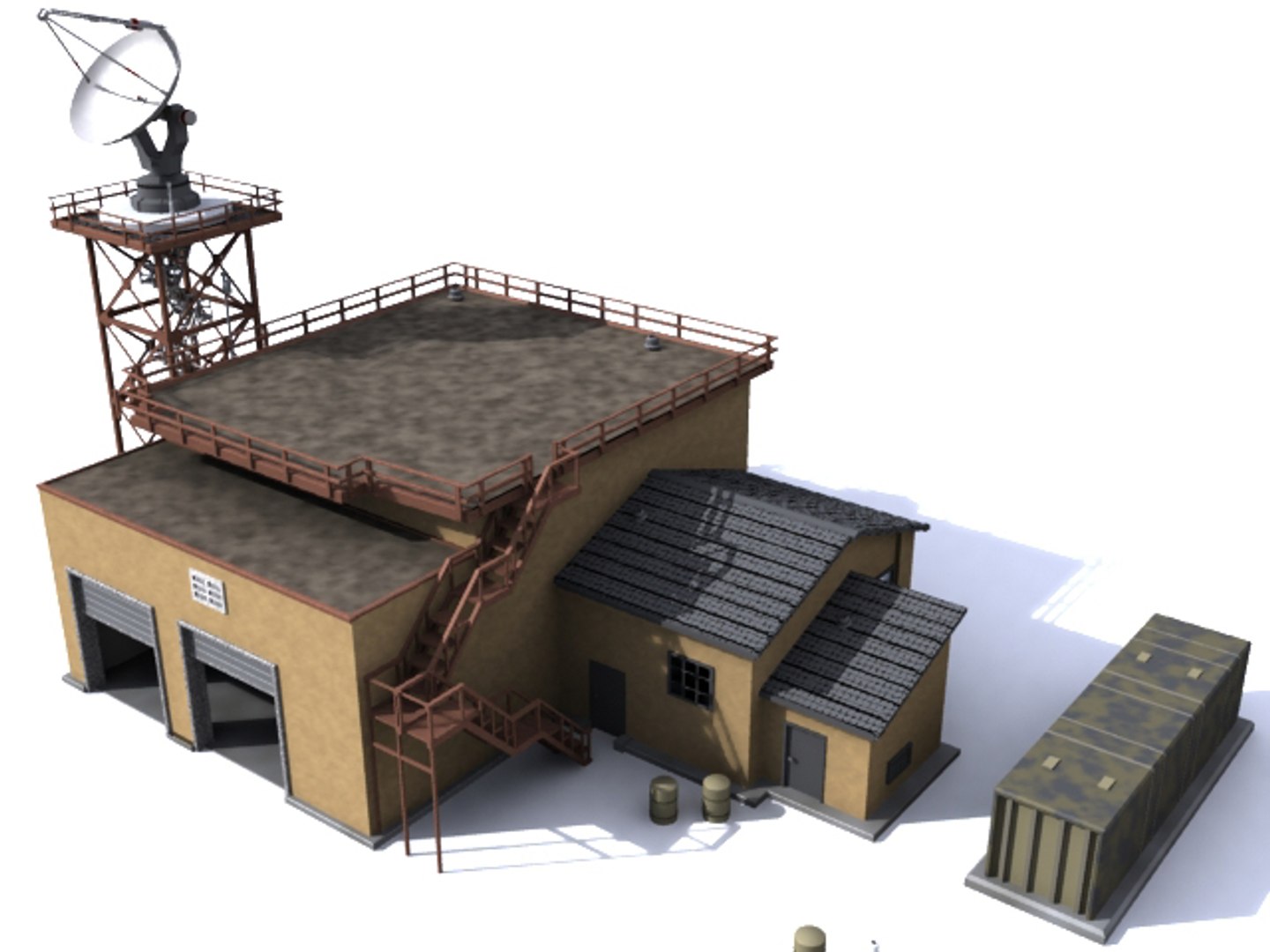 3d model military radar building