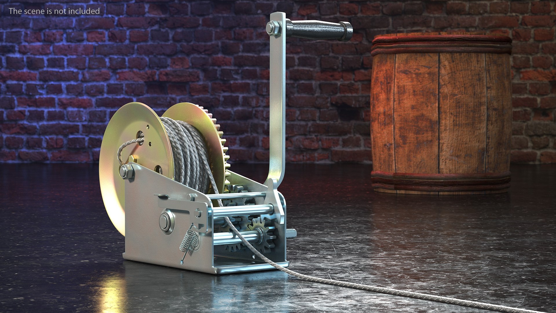 Heavy Duty Hand Winch With Steel Cable 3D Model - TurboSquid 1864961